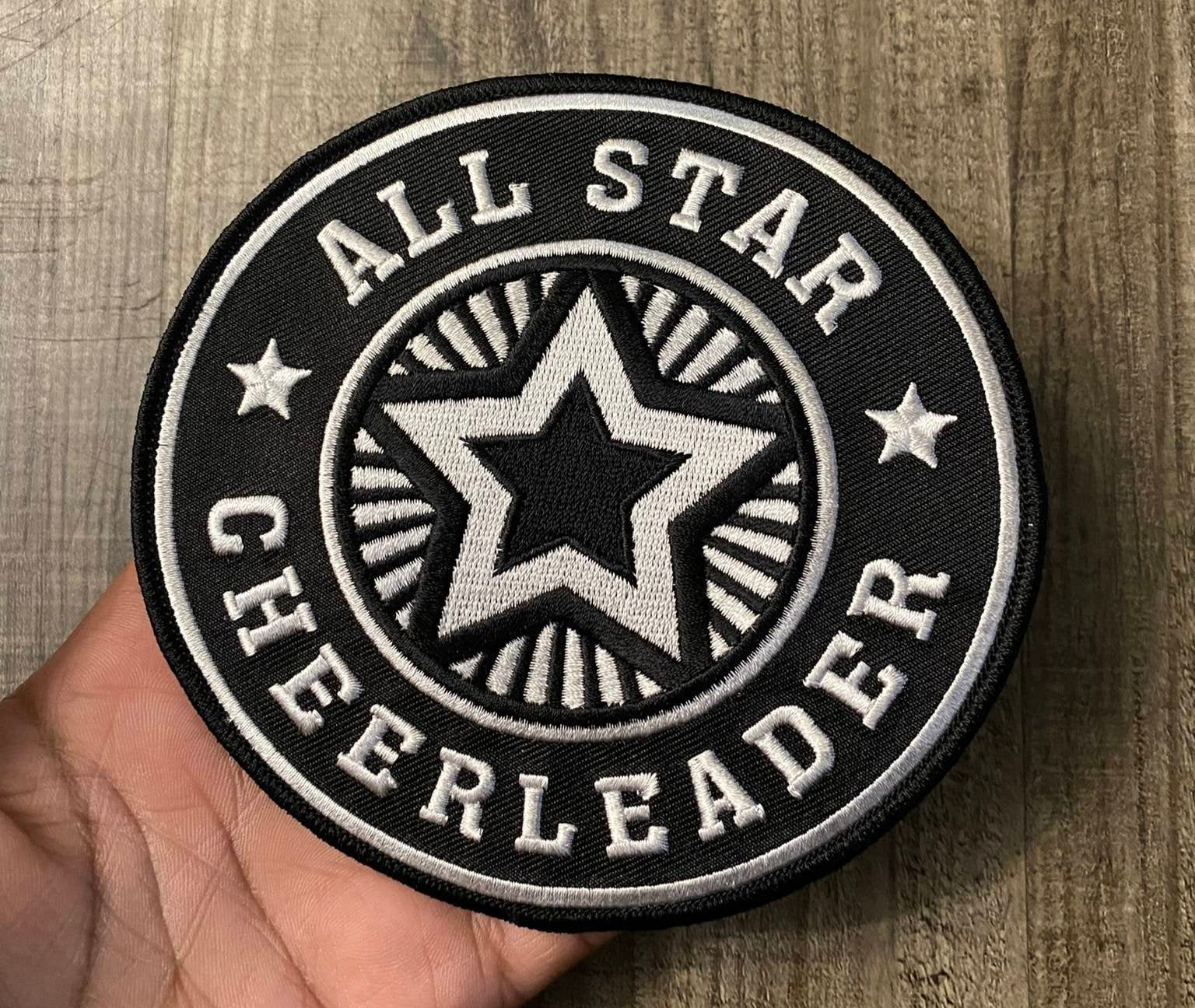 Embroidered "All-Star Cheerleader" Black/White, Cheerleading Patch ...
