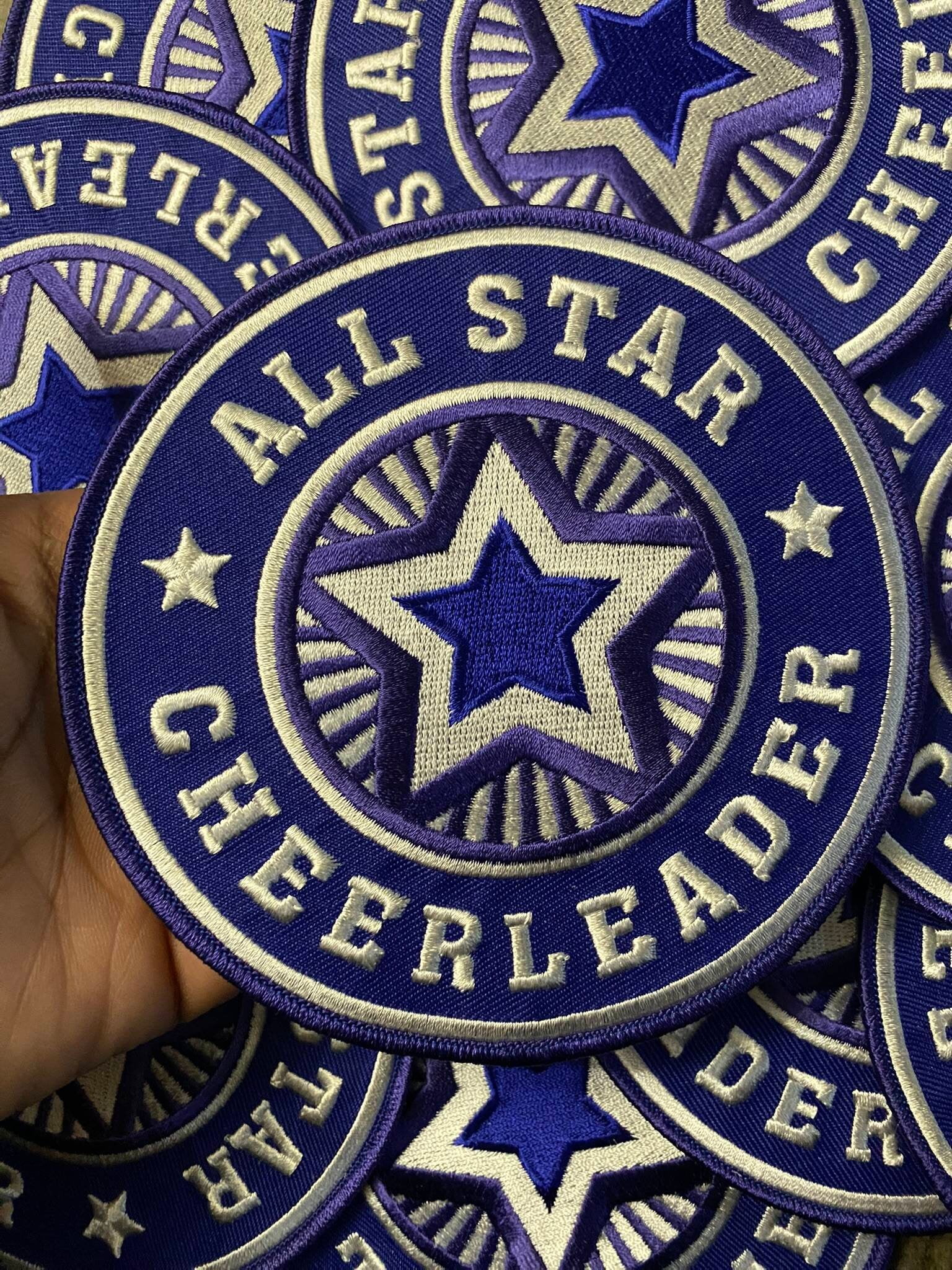 Embroidered "All-Star Cheerleader" Blue/White, Cheerleading Patch, Iron ...