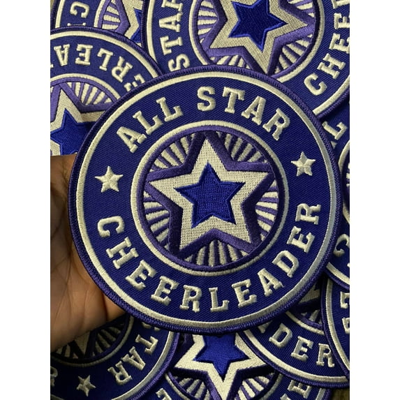Embroidered "All-Star Cheerleader" Blue/White, Cheerleading Patch, Iron ...