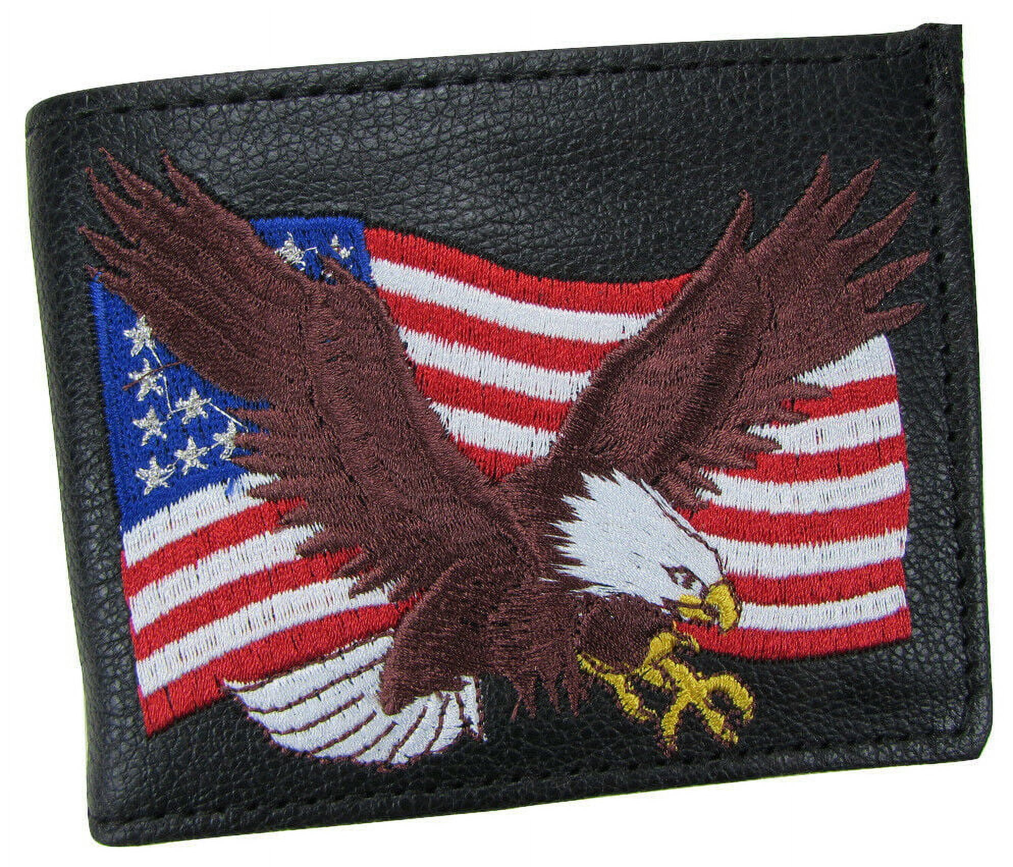 Embroidered American Bald Eagle American Flag Bifold Wallet USA Made ...