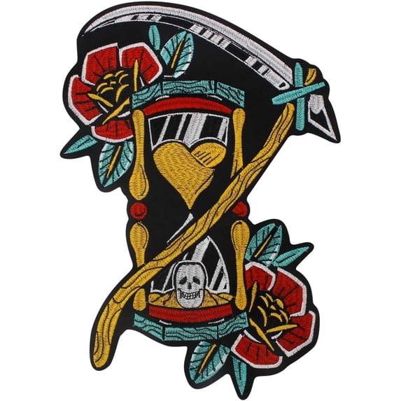 Embroidered Applique with Hourglass and Flower Design Iron on Sew on ...