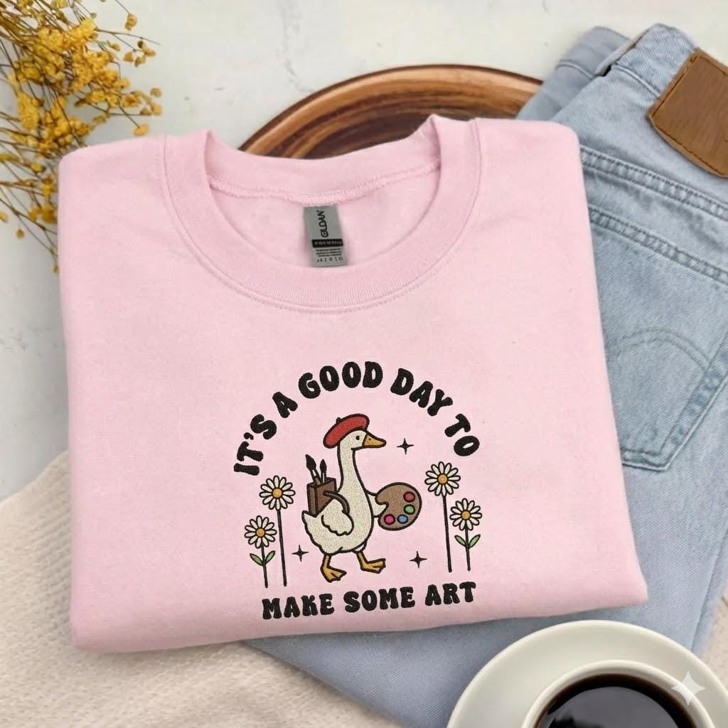Embroidered Art Teacher Sweatshirt, Funny Goose Crewneck, Art Therapist ...