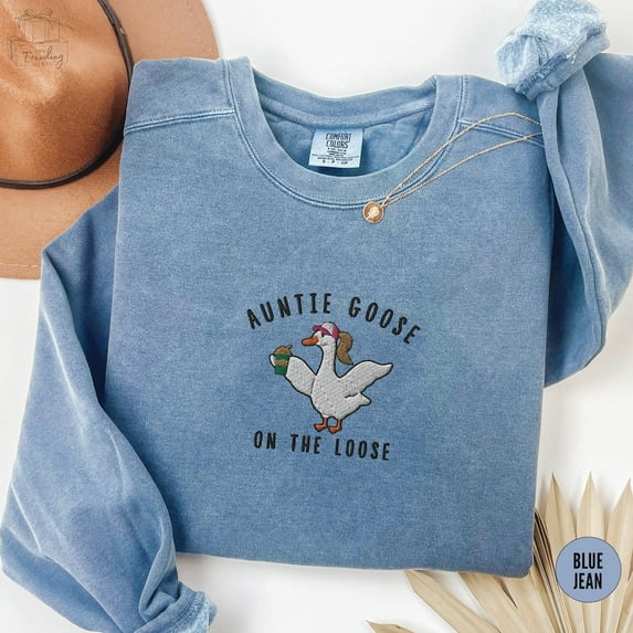 Embroidered Auntie Silly Goose Comfort Colors Sweatshirt, Goose Lover ...