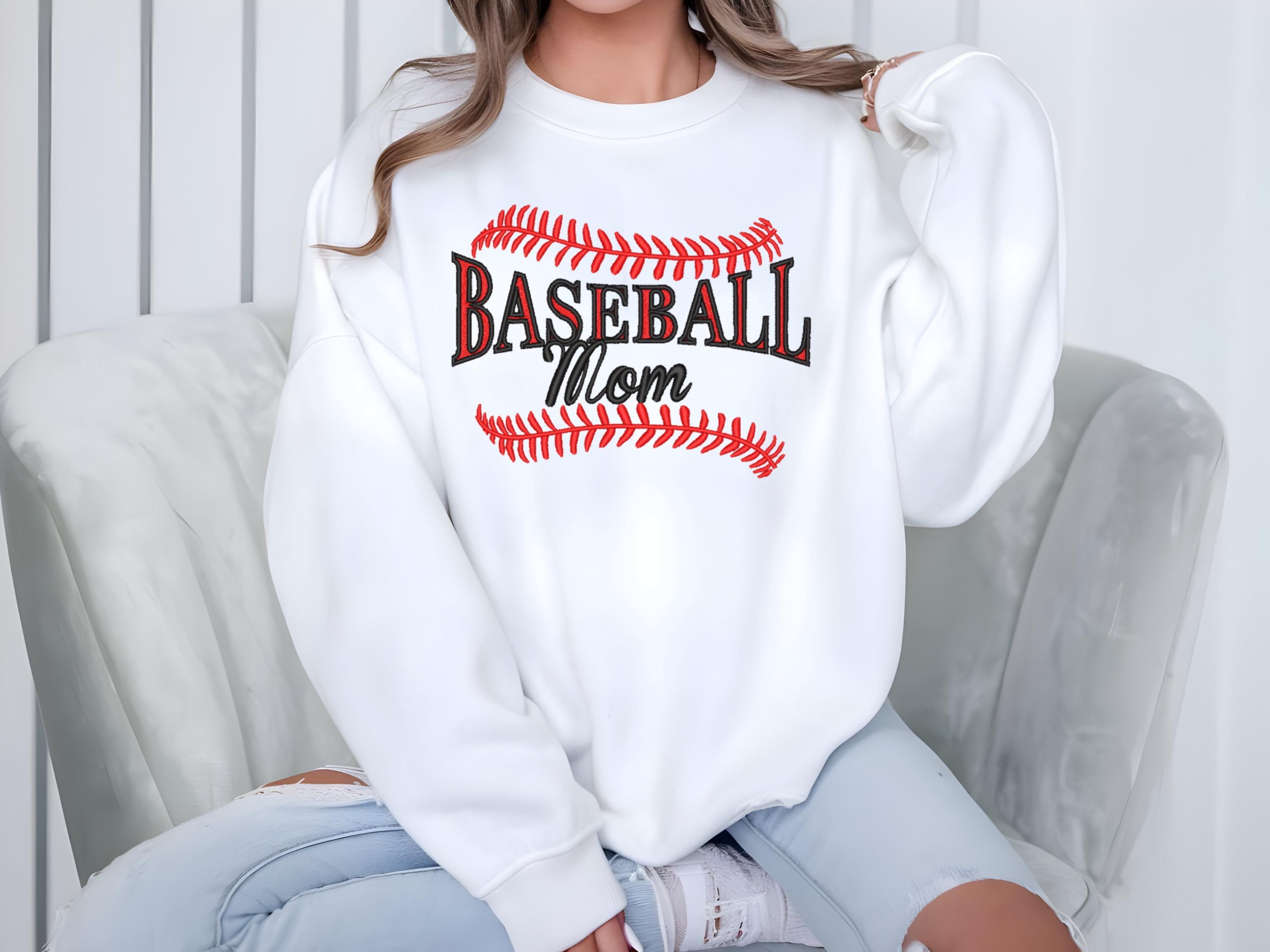 Embroidered Baseball Mom Sweatshirt: Chain Stitch Crewneck - Walmart.com