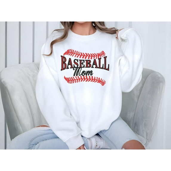 Embroidered Baseball Mom Sweatshirt: Chain Stitch Crewneck - Walmart.com