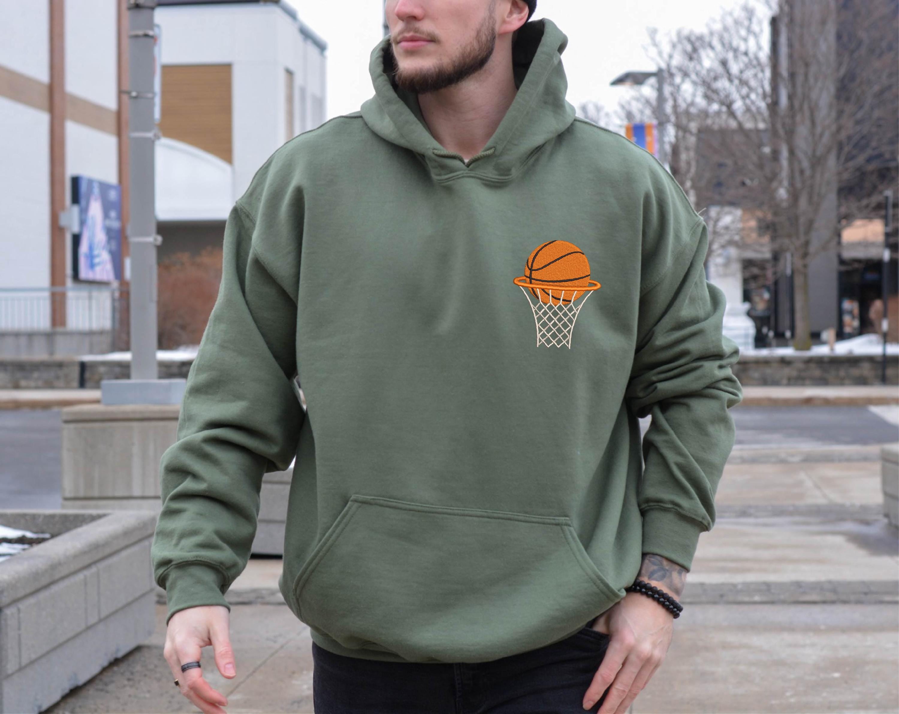 Embroidered Basketball Sweatshirt, Basketball Lover Friend Hoodie ...