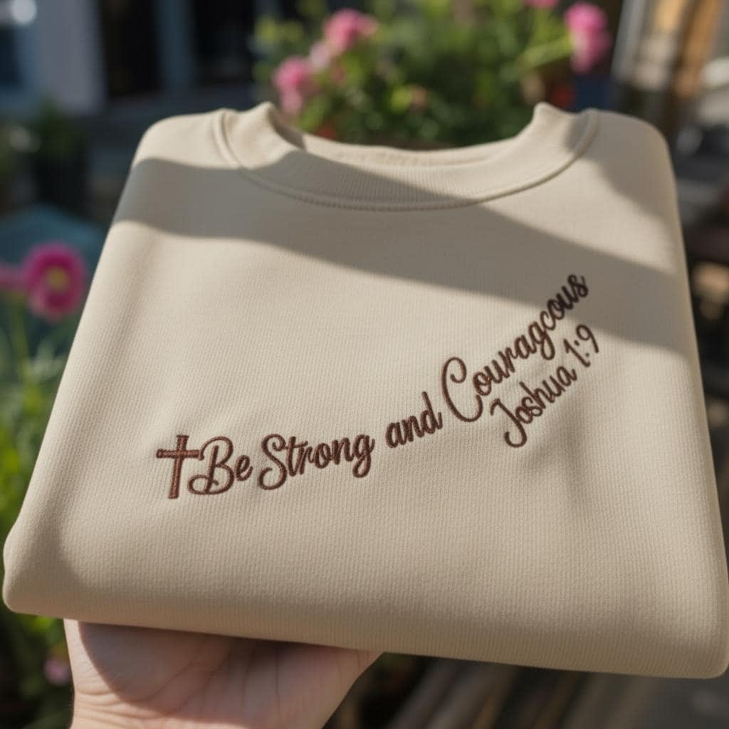 Embroidered Be Strong And Courageous Sweatshirt, Joshua 1:9 Crewneck ...