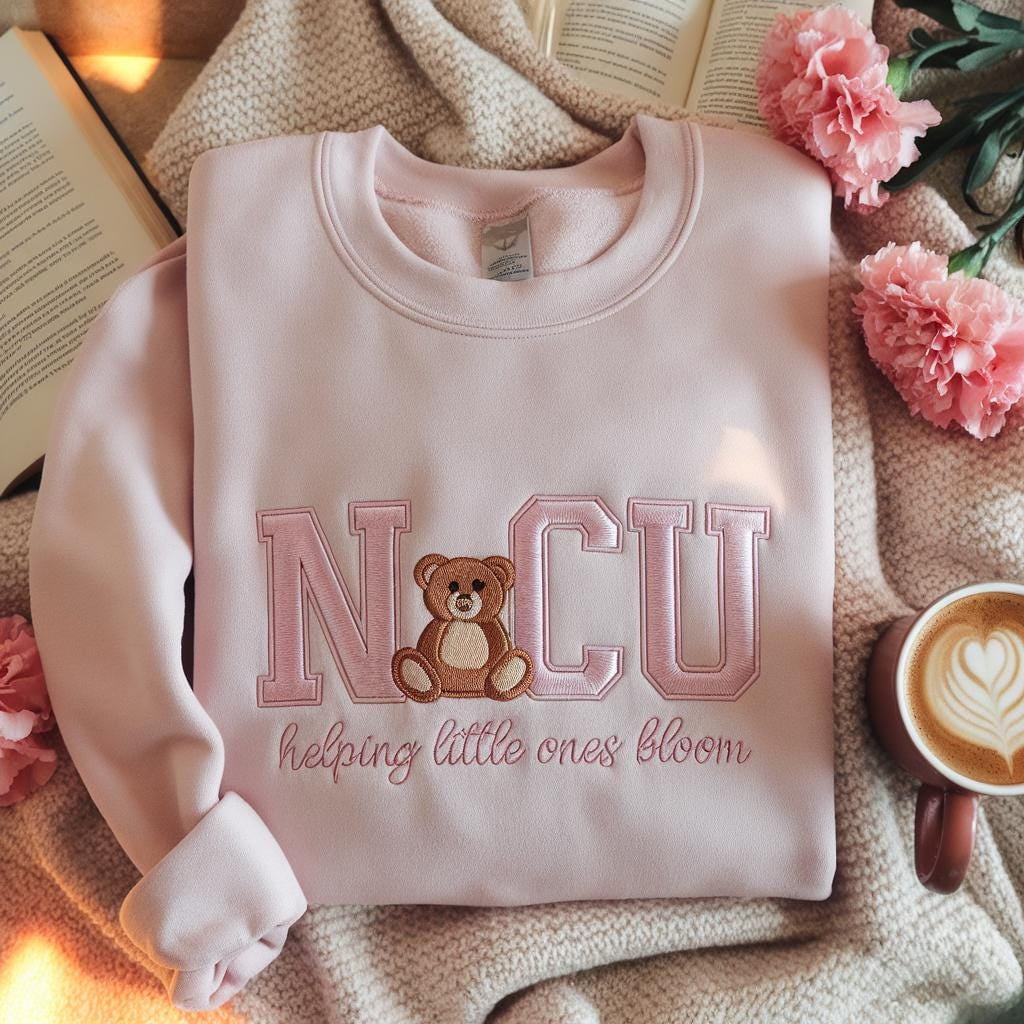 Embroidered Bear NICU Sweatshirt, Neonatal Intensive Care Unit Nurse ...
