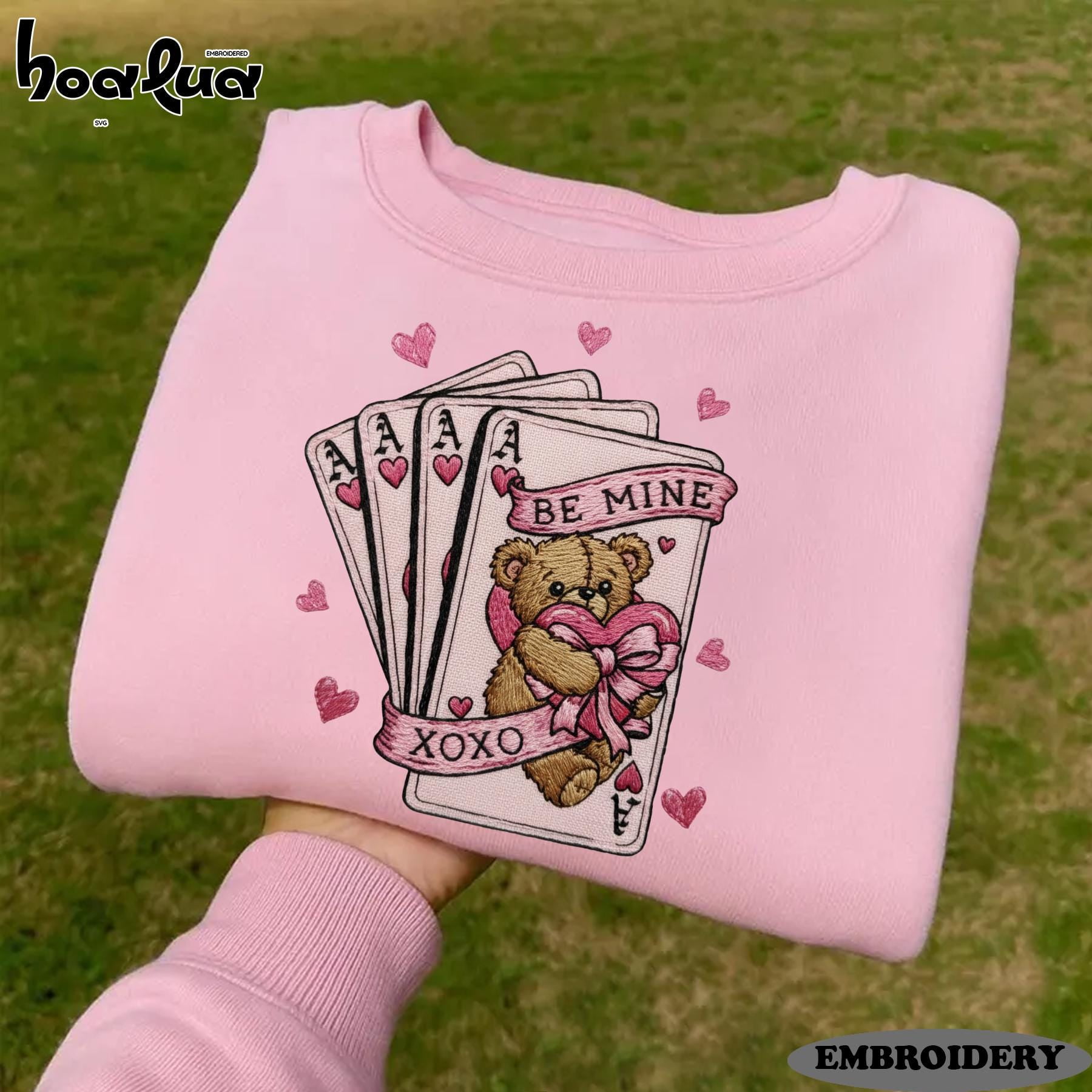 Embroidered Bear Sweatshirt, Valentine’s Day Gift, Cute “Be Mine ...