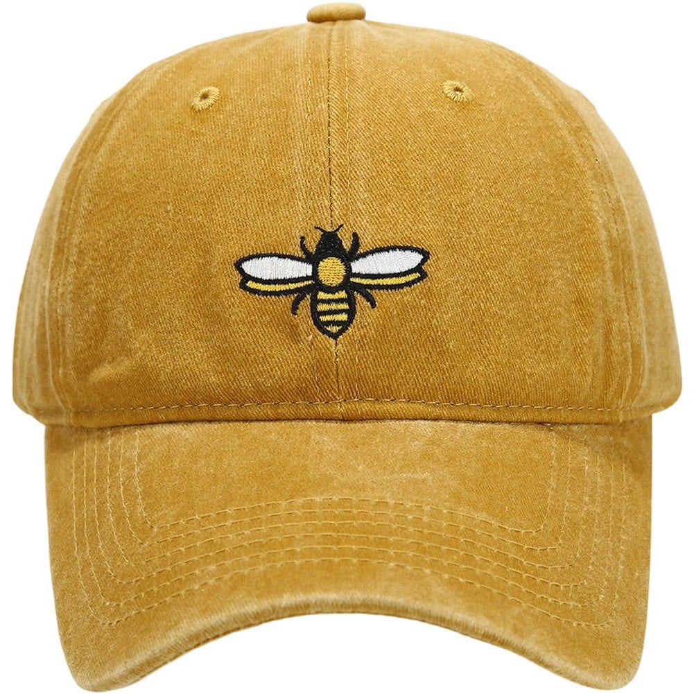 Embroidered Bee Baseball Cap Vintage Washed Dad Hat Soft Baseball Caps ...