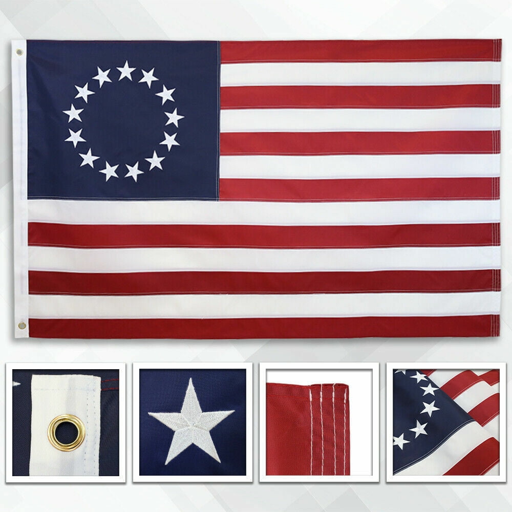 Embroidered Betsy Ross Flag 3x5ft Historical American Flag 13 Star US ...
