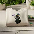 Embroidered Black Cat Mardi Gras Flag Sweatshirt, Louisiana Embroidery ...