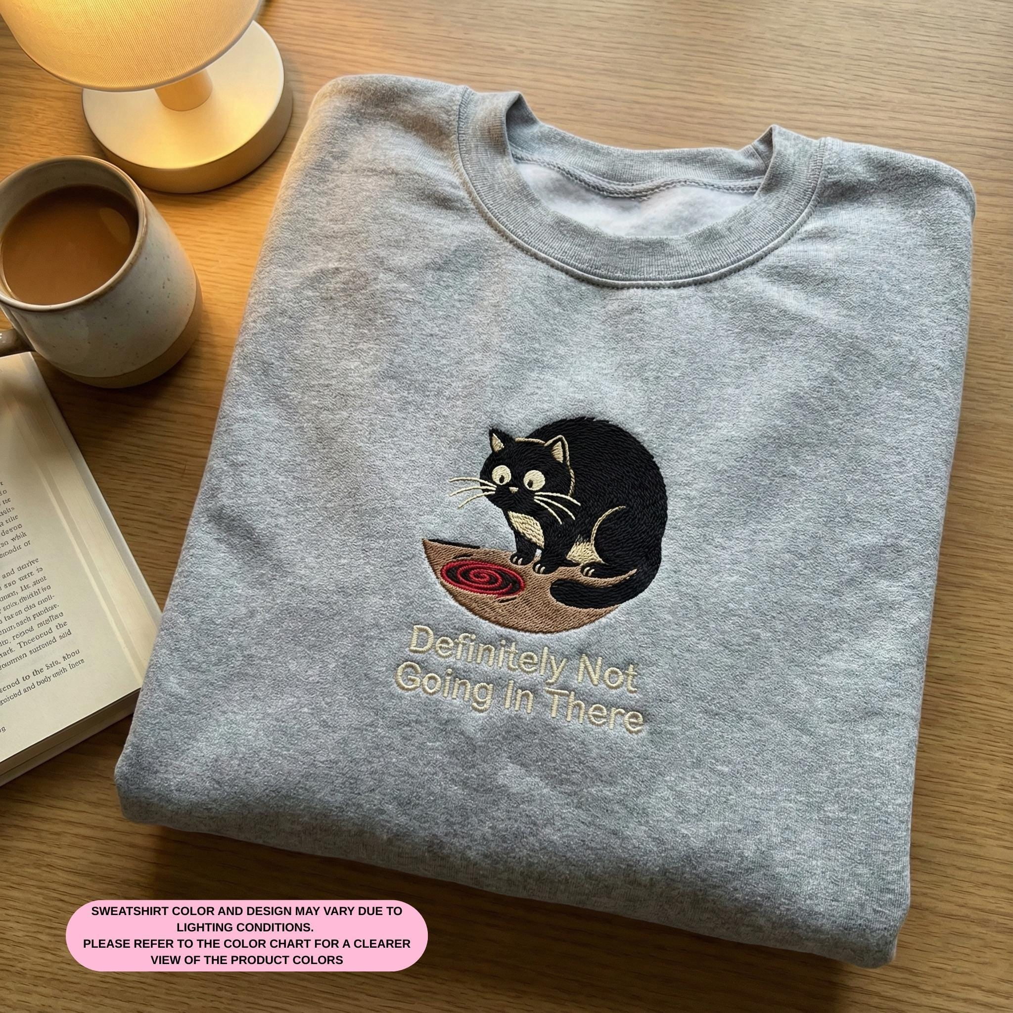 Embroidered Black Cat Sweatshirt, Funny Portal Hoodie, Sci Fi Dimension ...