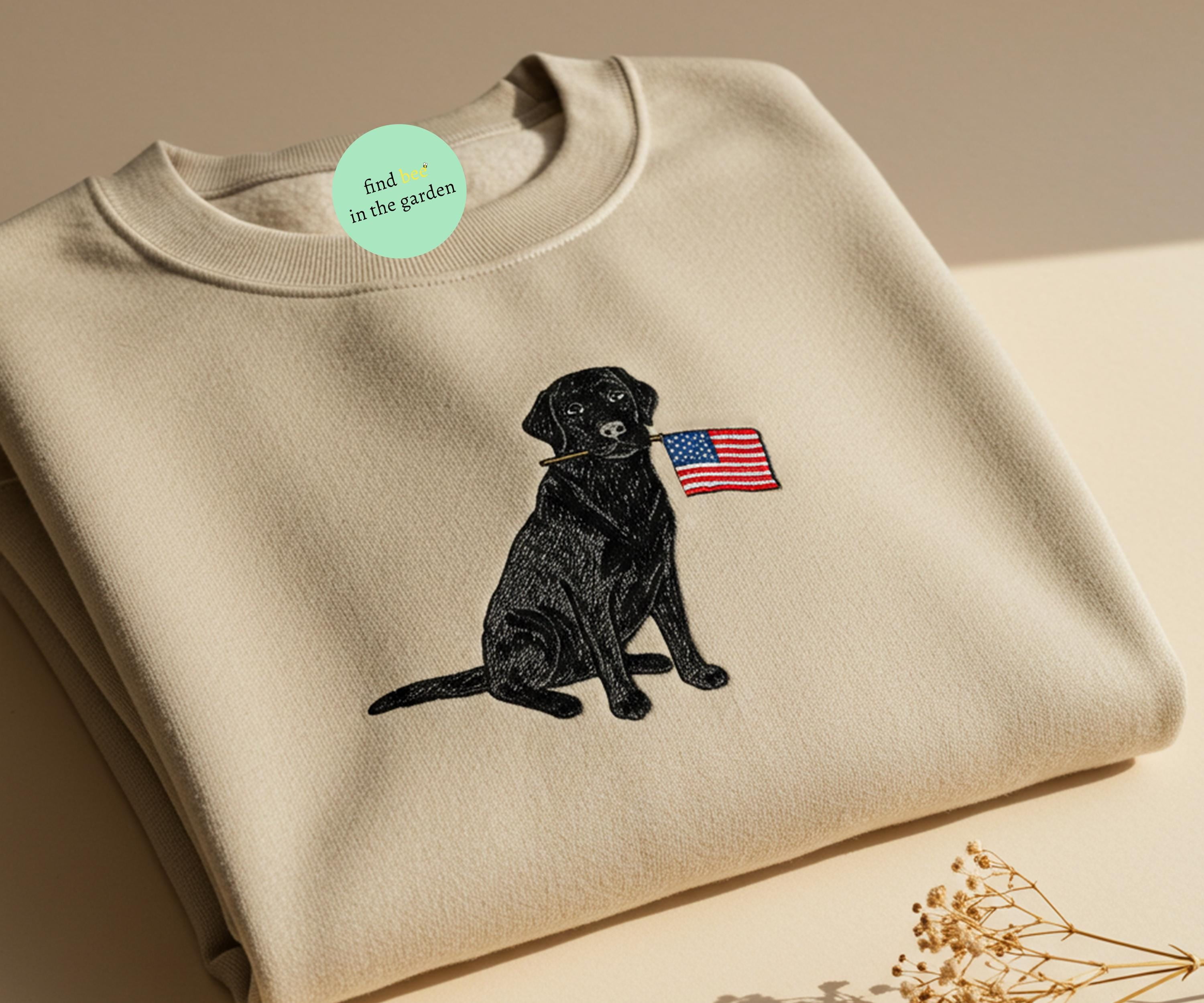 Embroidered Black Labrador Shirt, Black Lab Patriotic TShirt, July 4th ...