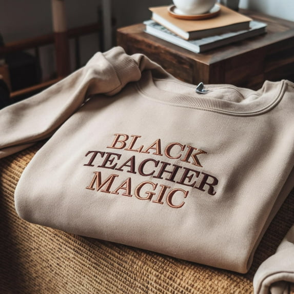 Embroidered Black Teacher Magic Sweatshirt, Black History Month Shirt ...