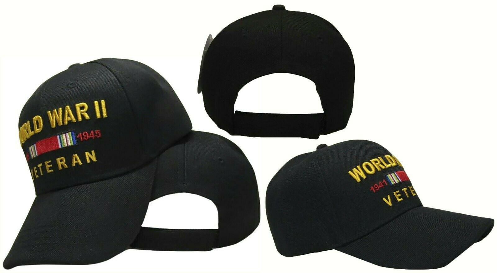 Embroidered Black World War 2 II Veteran With Dates Military Baseball ...