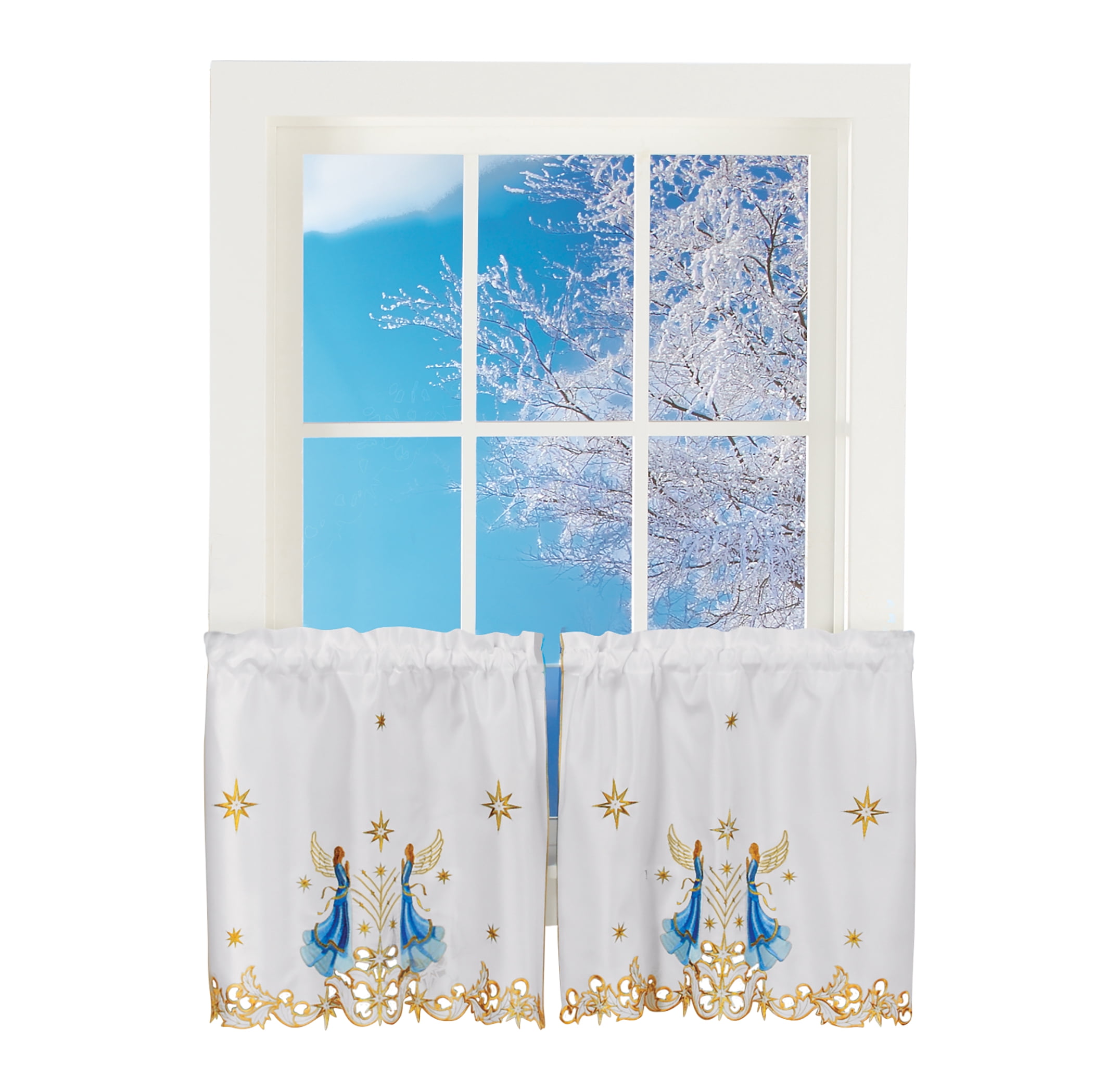 Embroidered Blue Angel Borders Window Curtains - Walmart.com