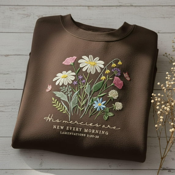 Embroidered Boho Christian Sweatshirt Faith Floral Crewneck Jesus Loves ...