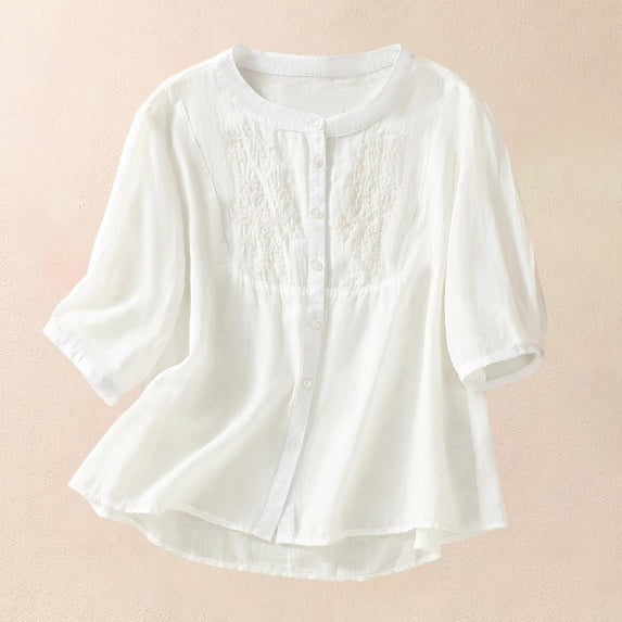 Embroidered Boho Tops for Women Summer Gauze Shirts Soft Floral Top ...