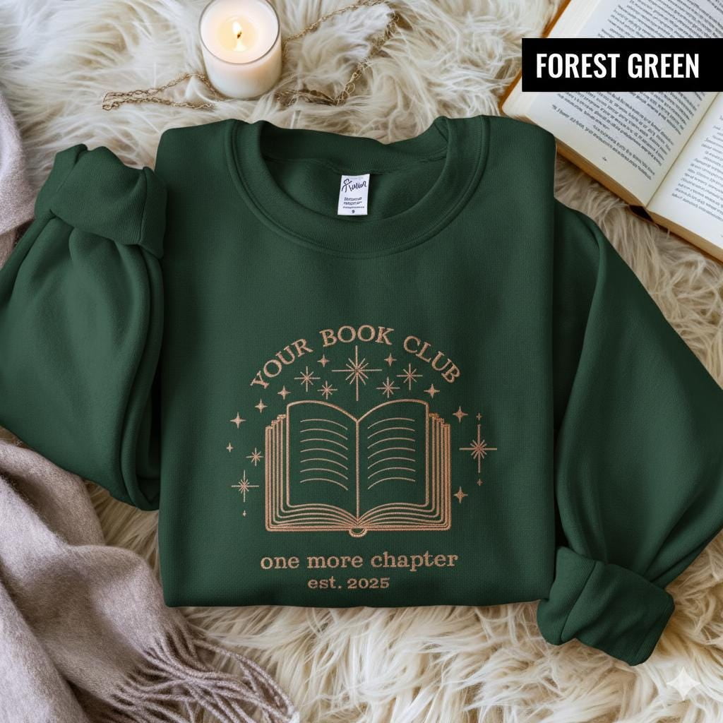 Embroidered Book Club Sweatshirt: Reader Gift, Bookworm Shirt, One More ...