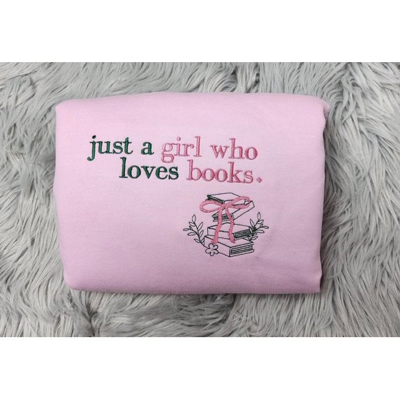 Embroidered Book Lover Crewneck Sweatshirt: Cozy Reader Pullover, Just ...