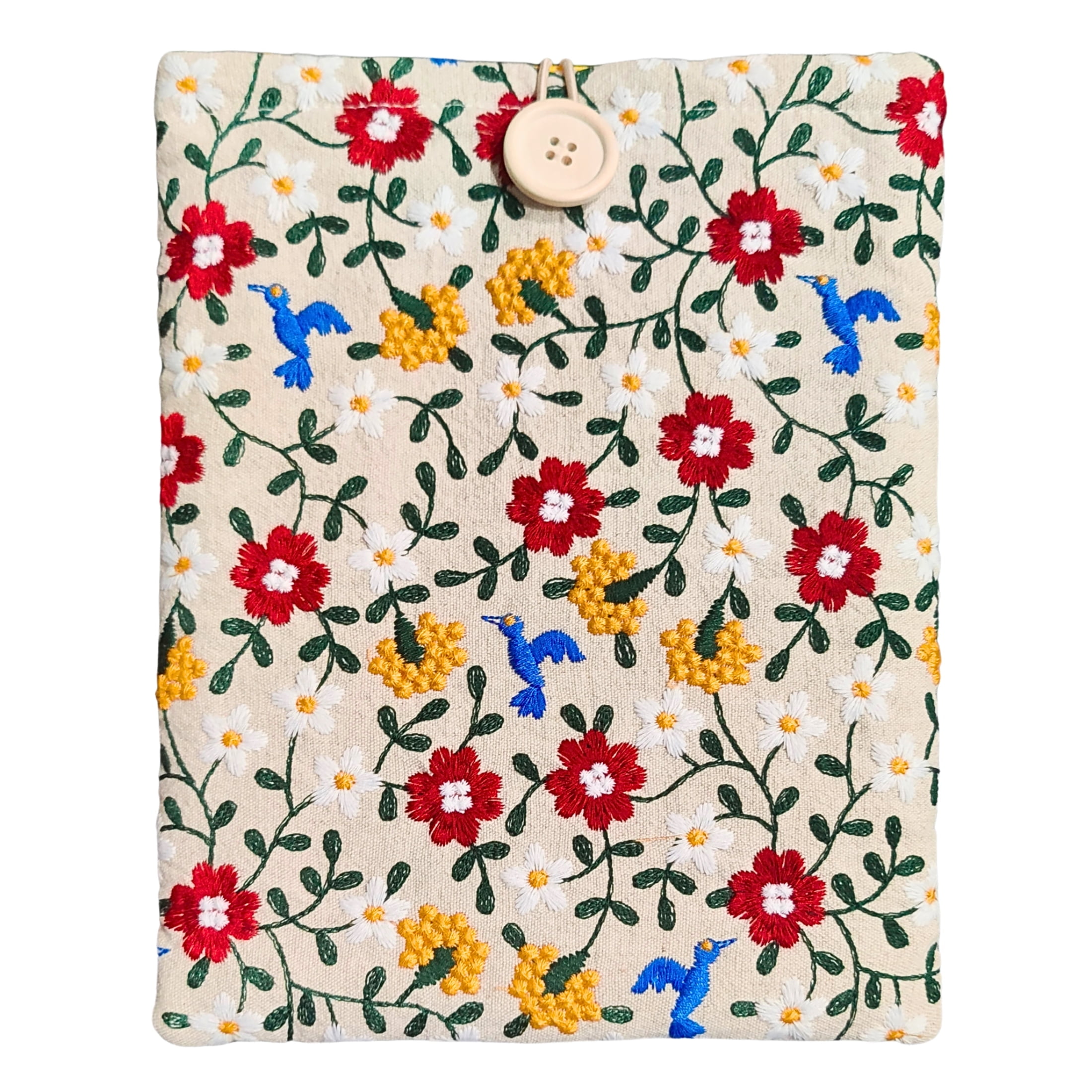 Embroidered Book Sleeve - Cotton Padded Book Cover, 10.6x8.7 Inches ...