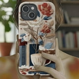 Embroidered Books and Coffee Floral Reading Art Phone Case for iPhone ...