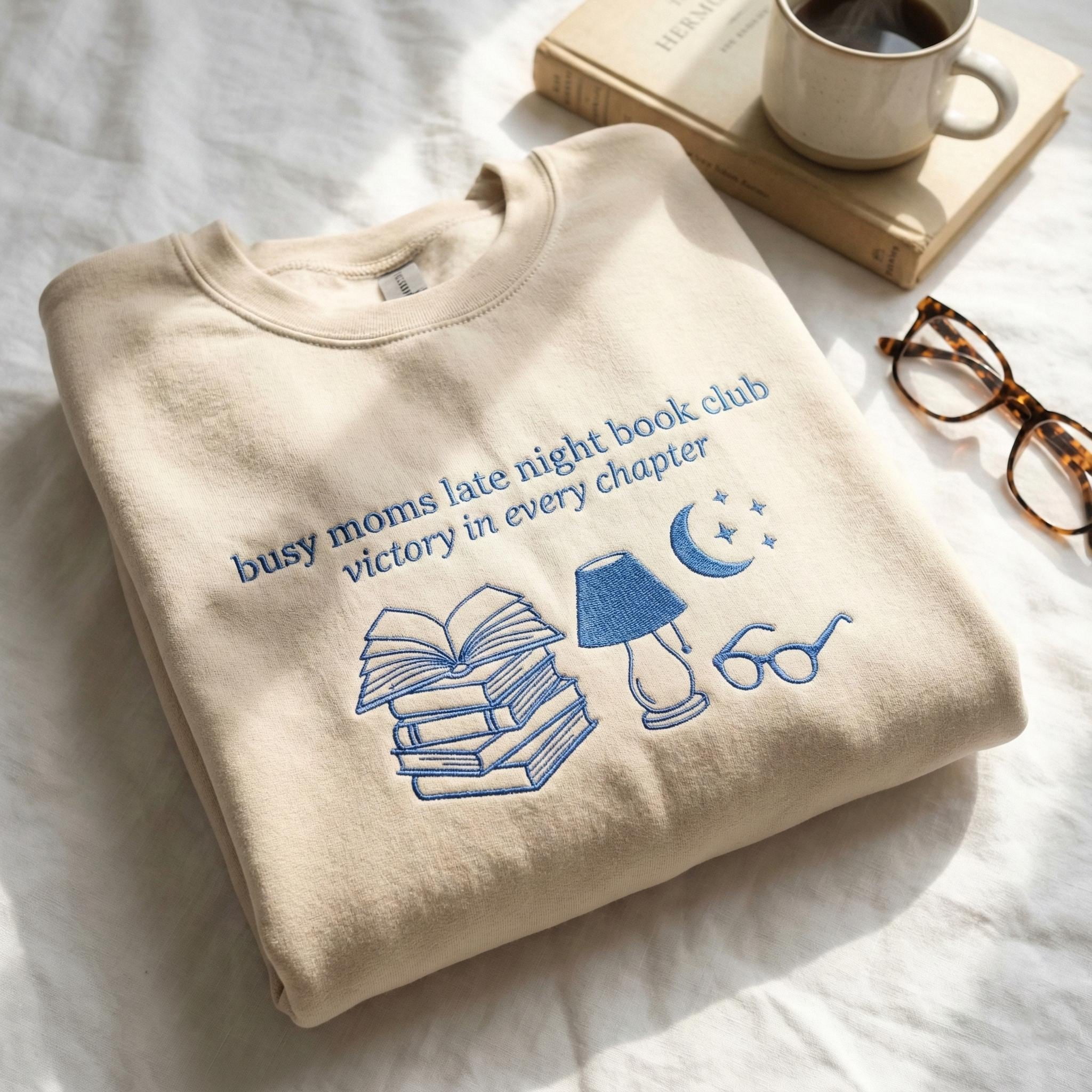 Embroidered Busy Moms Book Club Sweatshirt, Doodle Style Bookish Mother ...