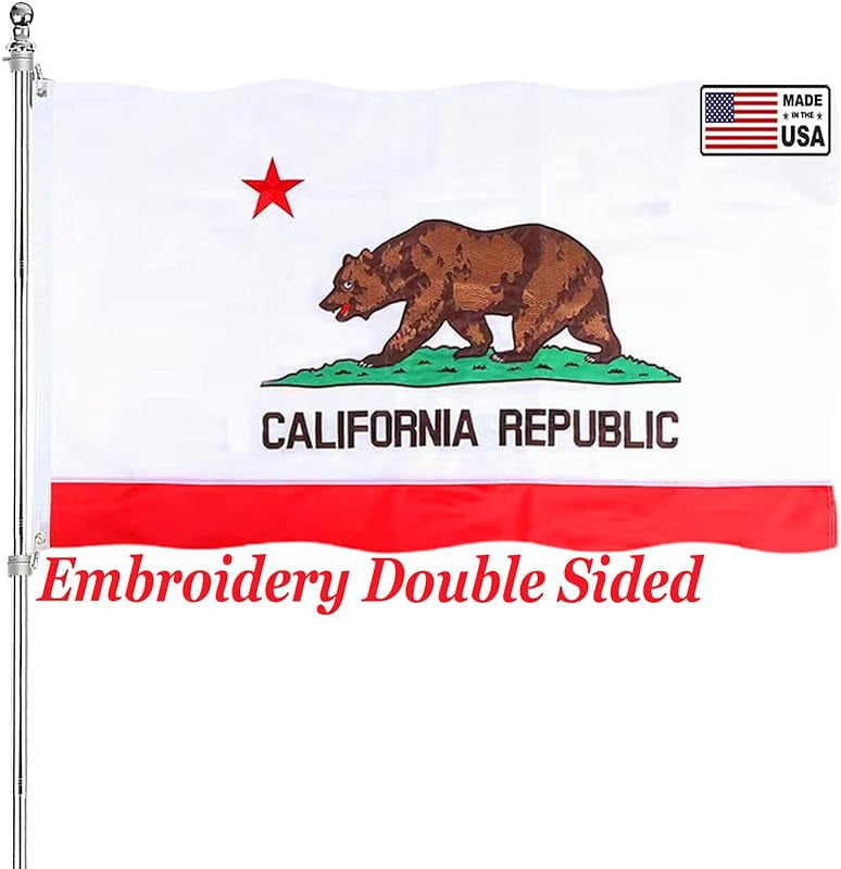 Embroidered California Flag 3x5 Double Sided Outdoor State Flags Heavy ...