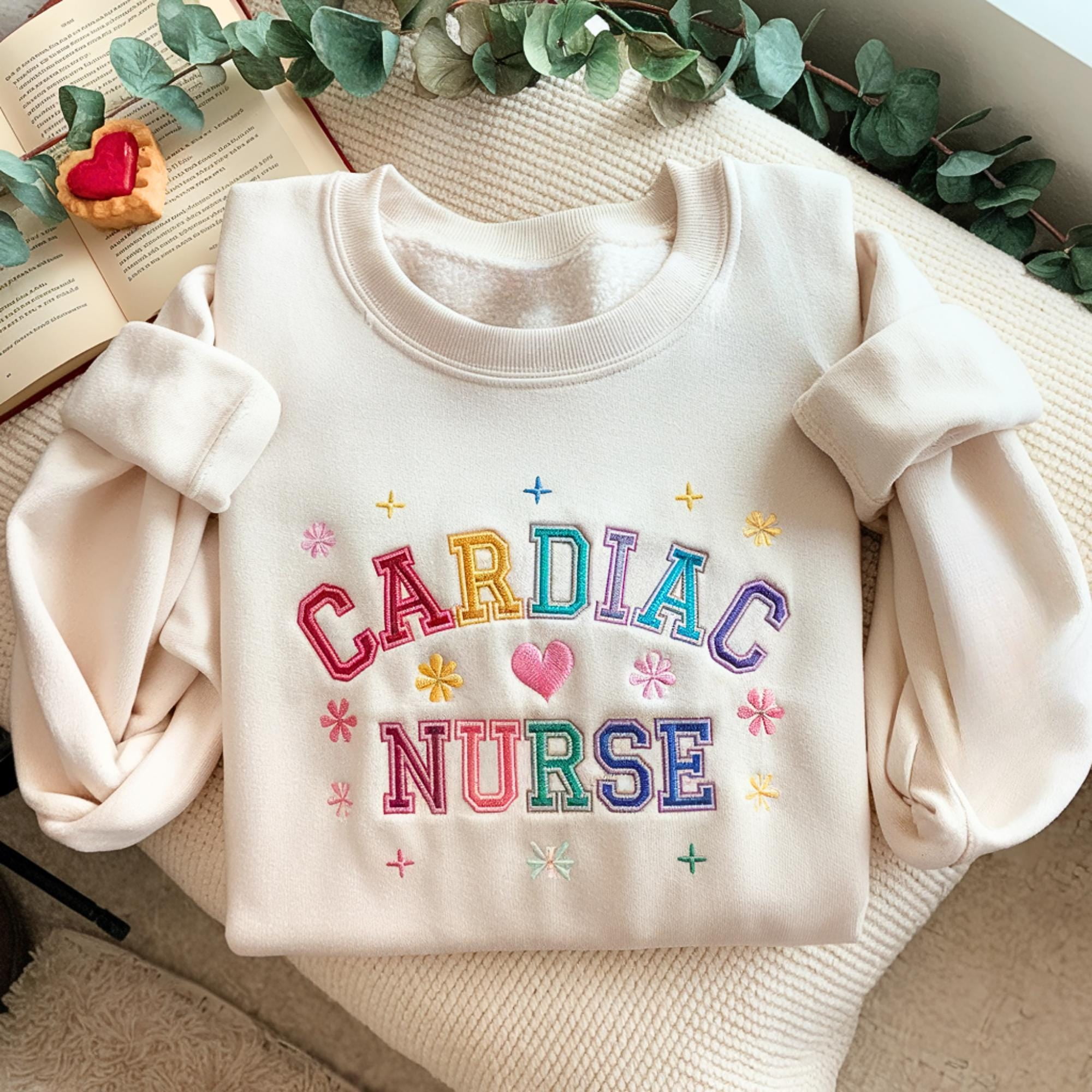 Embroidered Cardiac Nurse Sweatshirt, Heart RN Crewneck, Cardiac Unit ...