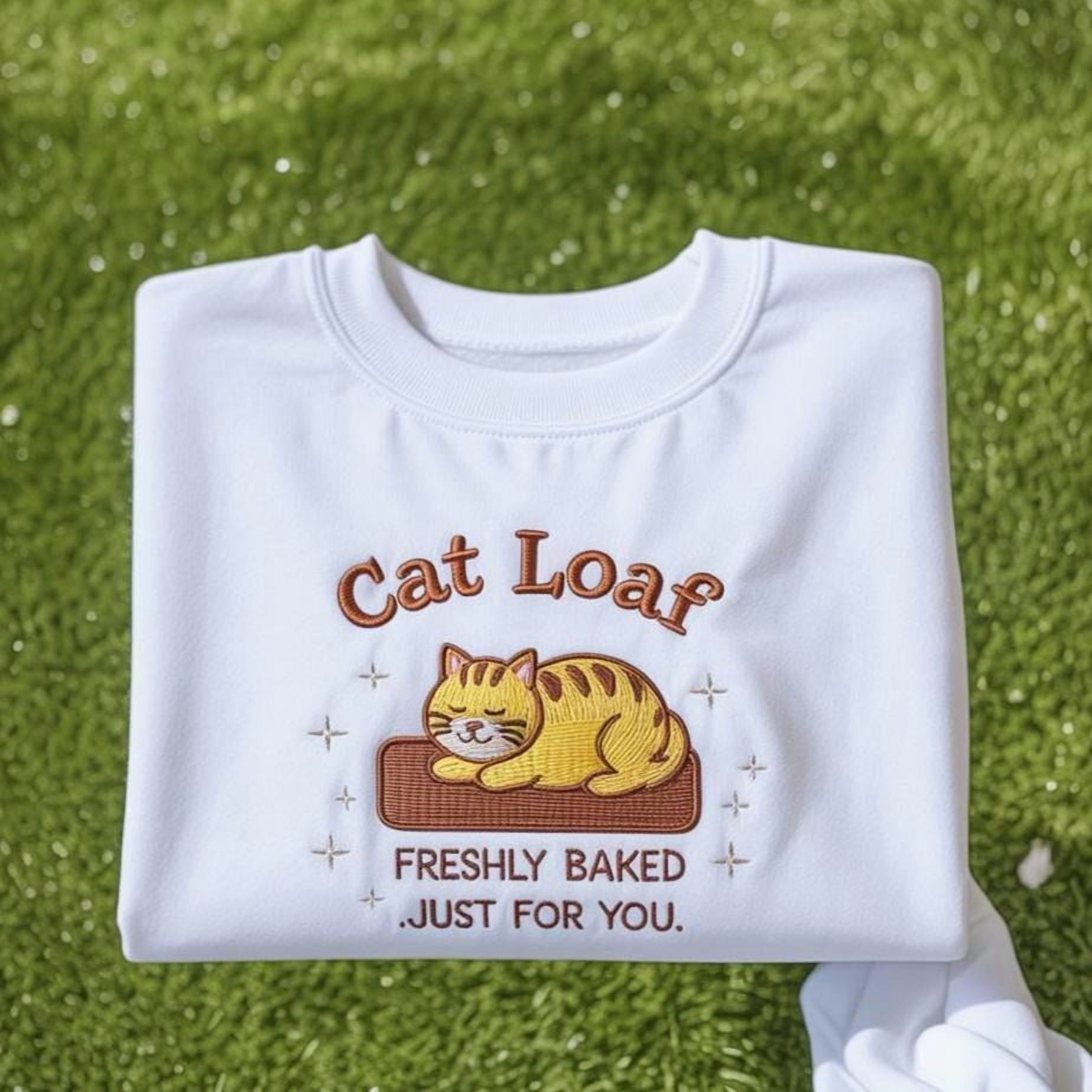 Embroidered Cat Loaf Sweatshirt, Funny Cat Meme, Baking Lover Gift ...