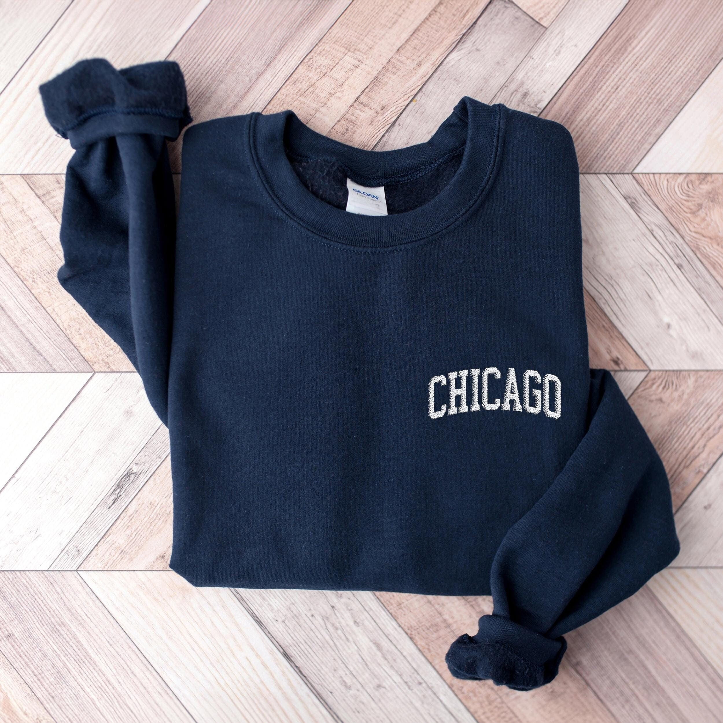 Embroidered Chicago Sweatshirt, Chicago Sweater Embroidery, Chicago ...
