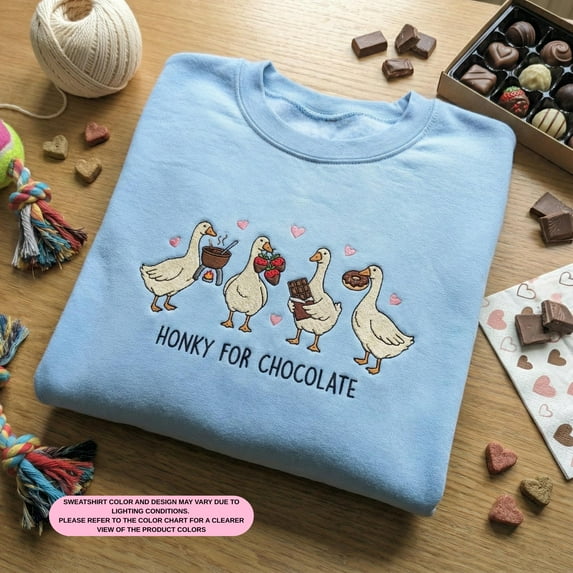 Embroidered Chocolate Sweatshirt, Honky For Chocolate, Funny Foodie ...