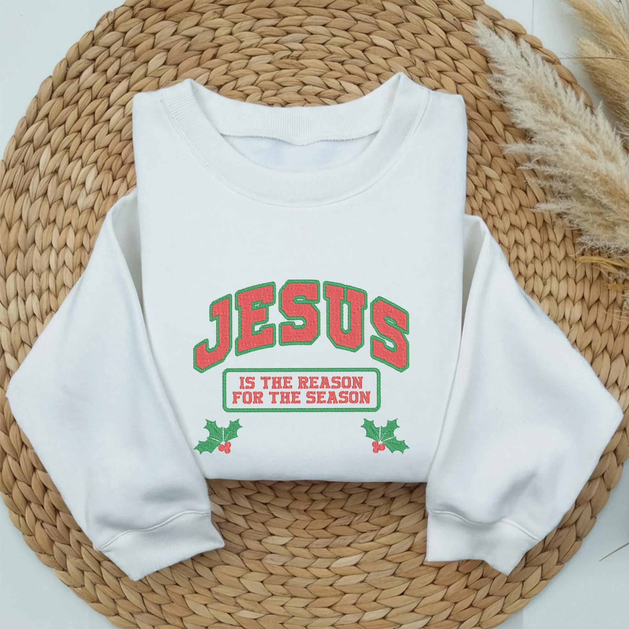 Embroidered Christian Christmas T-Shirt, Jesus is the Reason for the ...