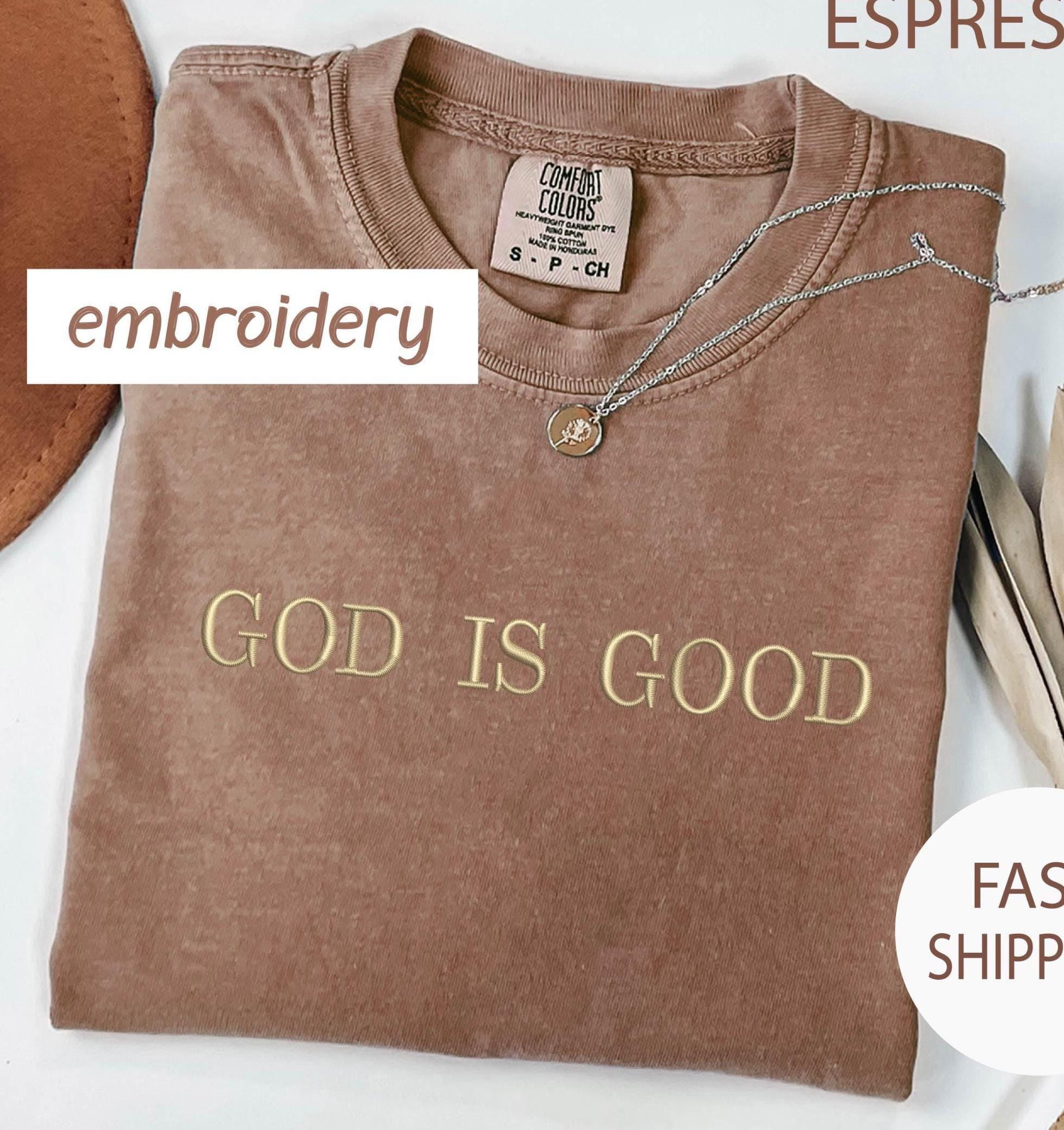 Embroidered Christian T-Shirt: Trendy 'God is Good' Tee - Walmart.com