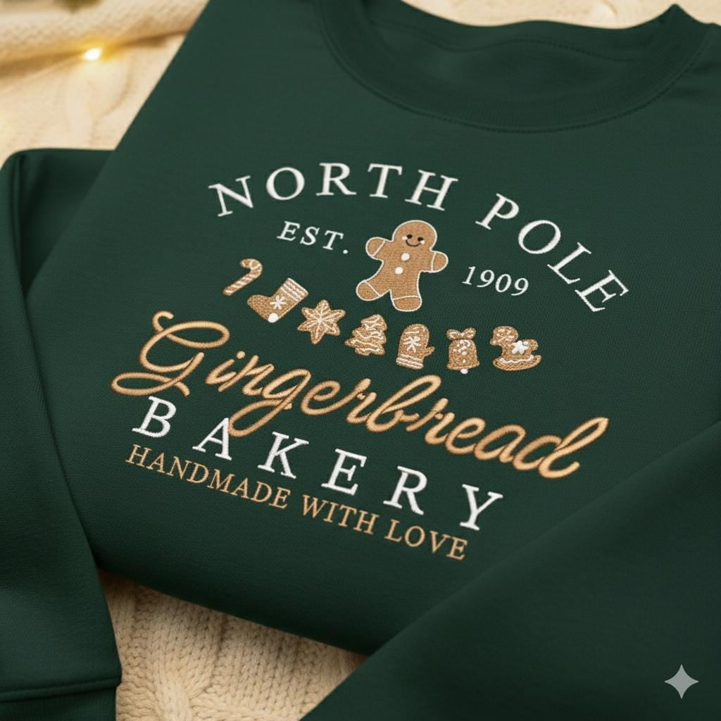 Embroidered Christmas Gingerbread Bakery Sweatshirt, Gingerbread Cookie ...