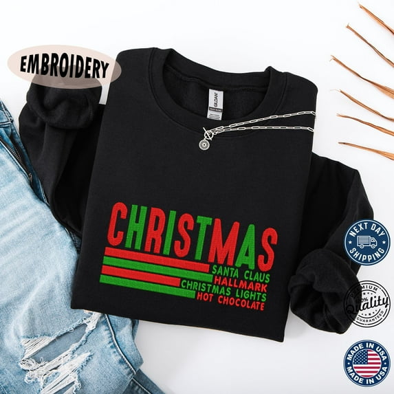 Embroidered Christmas Sweatshirt, Christmas Santa Claus Hoodie ...
