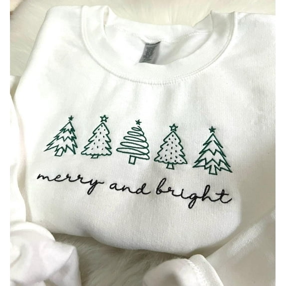 Embroidered Christmas Sweatshirt - Merry and Bright Mini Christmas ...