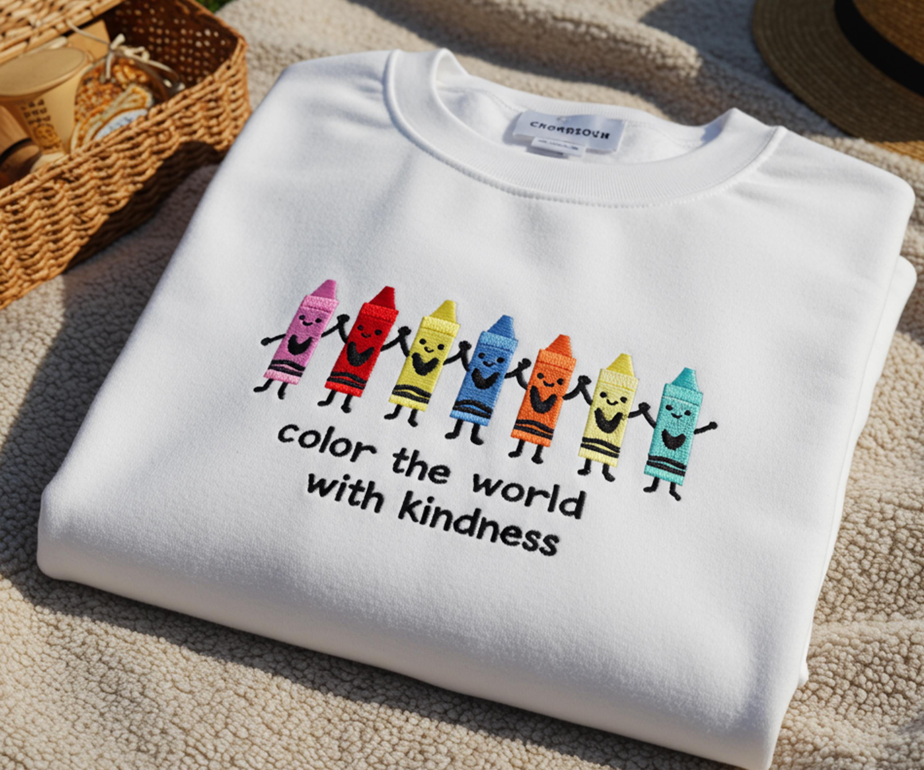 Embroidered Color The World With Kindness Shirt, Teacher Appreciation ...