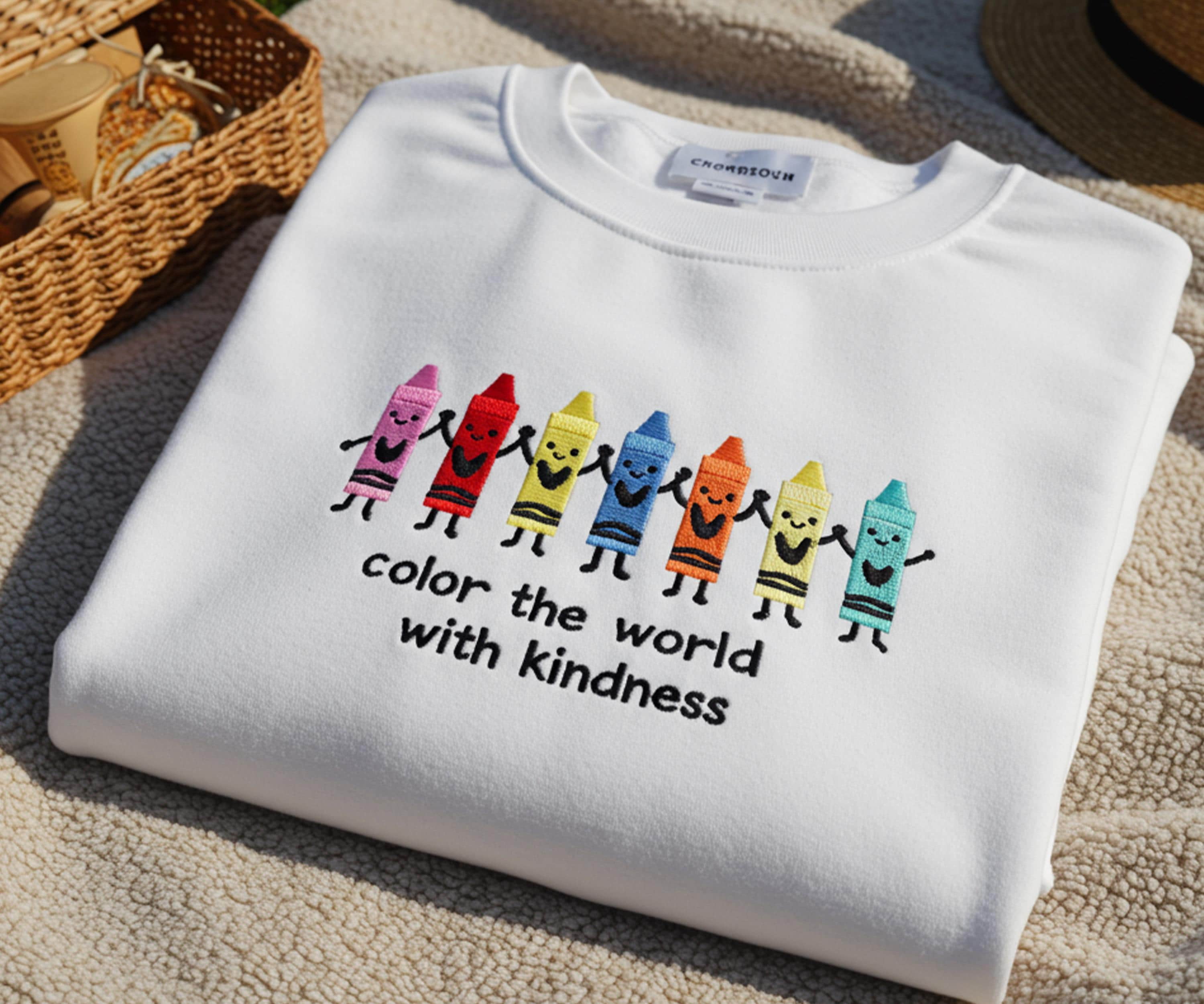 Embroidered Color The World With Kindness Shirt, Teacher Appreciation ...