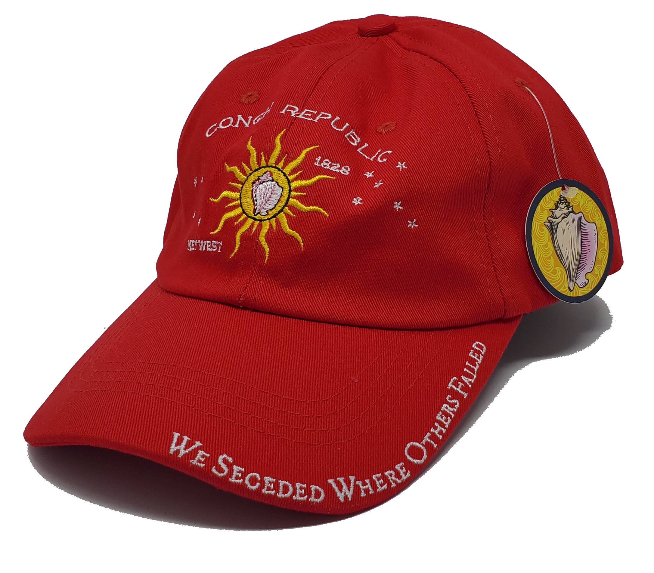 Embroidered Conch Republic Key West Red Baseball Cap Hat (Red) - We ...