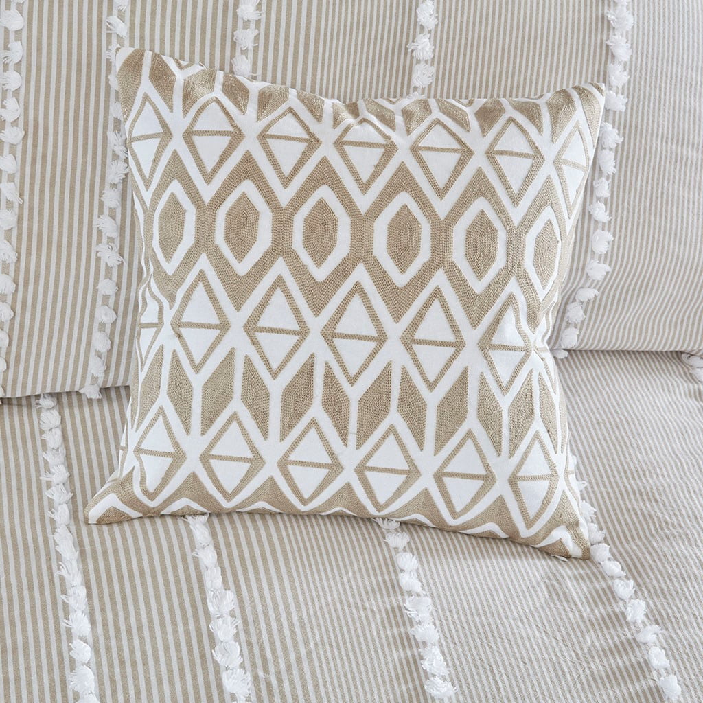 Embroidered Cotton Oblong Decorative Pillow Taupe 12x20" - Walmart.com