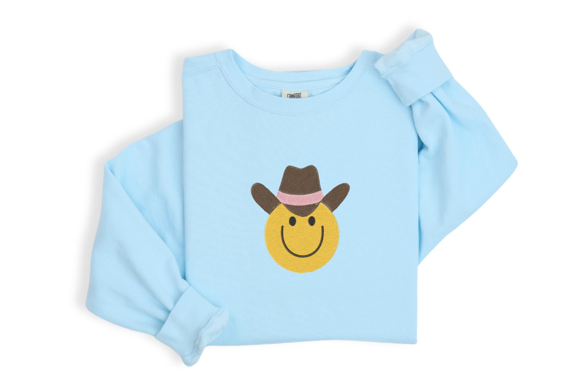 Embroidered Cowboy Smile Face Shirt, Cowgirl Smiley Face Sweatshirt ...