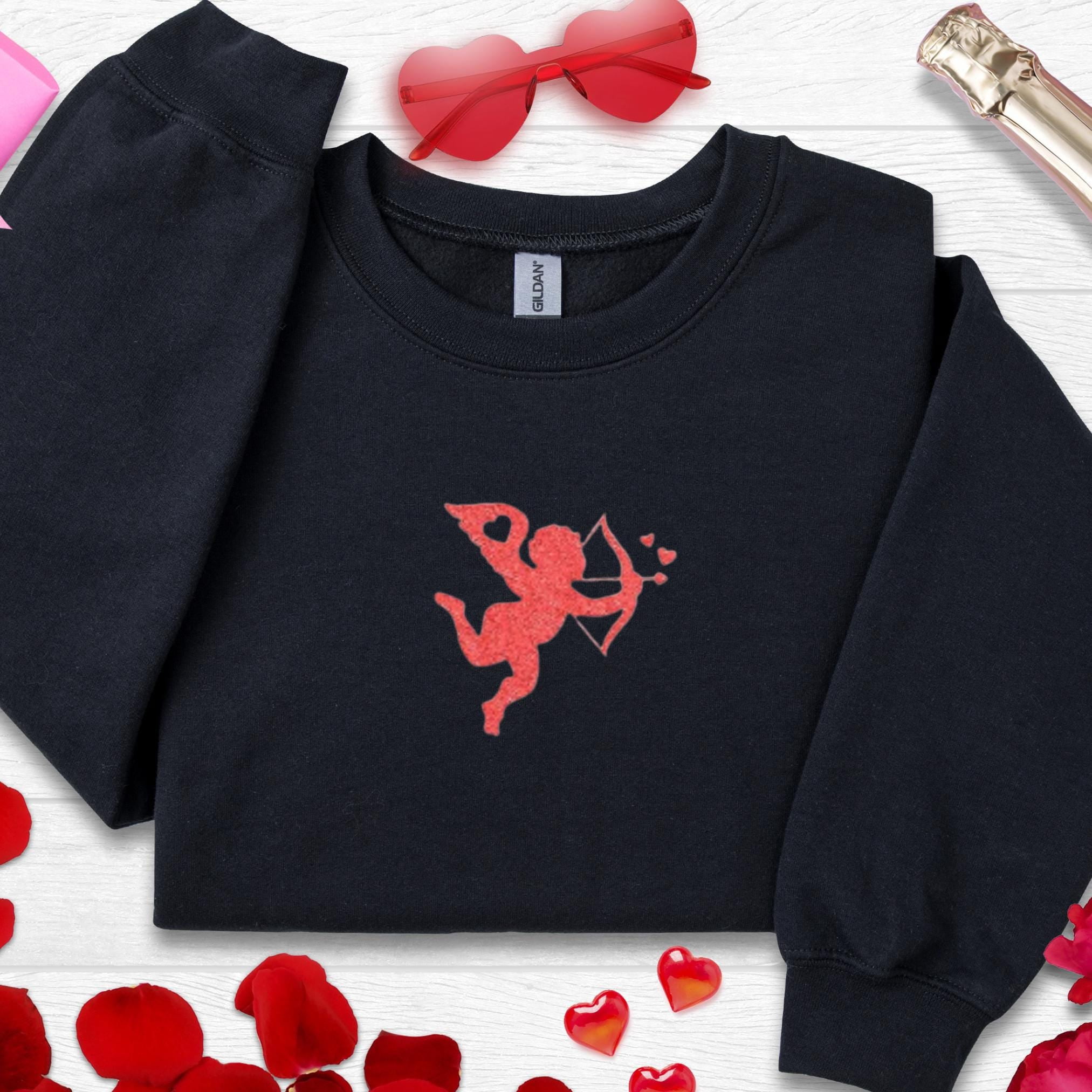 Embroidered Cupid Valentines Day Sweatshirt: Goth Girl Valentine Shirt ...