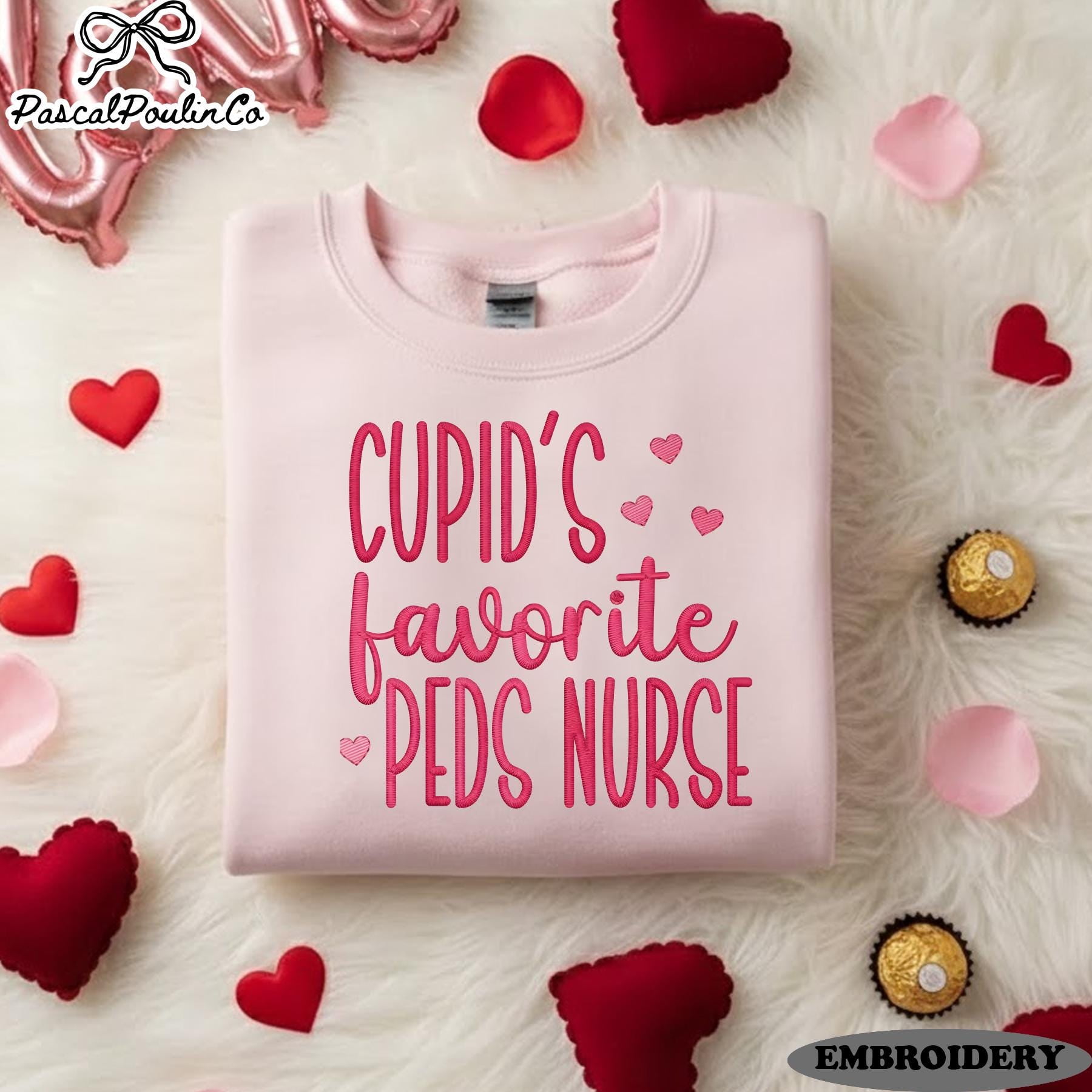 Embroidered Cupid’s Favorite Peds Nurse Sweatshirt – Cute Valentine ...