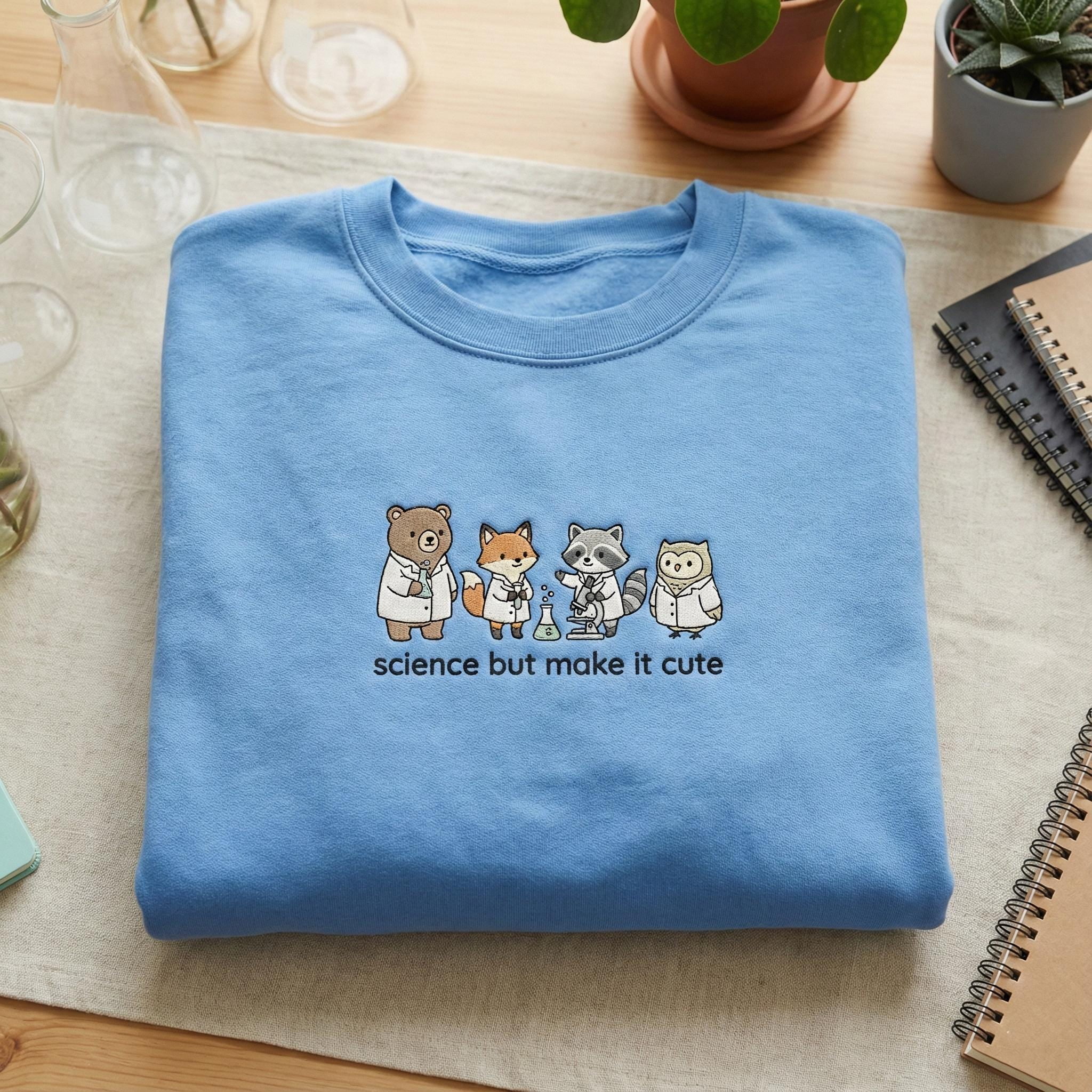 Embroidered Cute Science Crewneck, Lab Animal Sweatshirt, Funny Fox ...