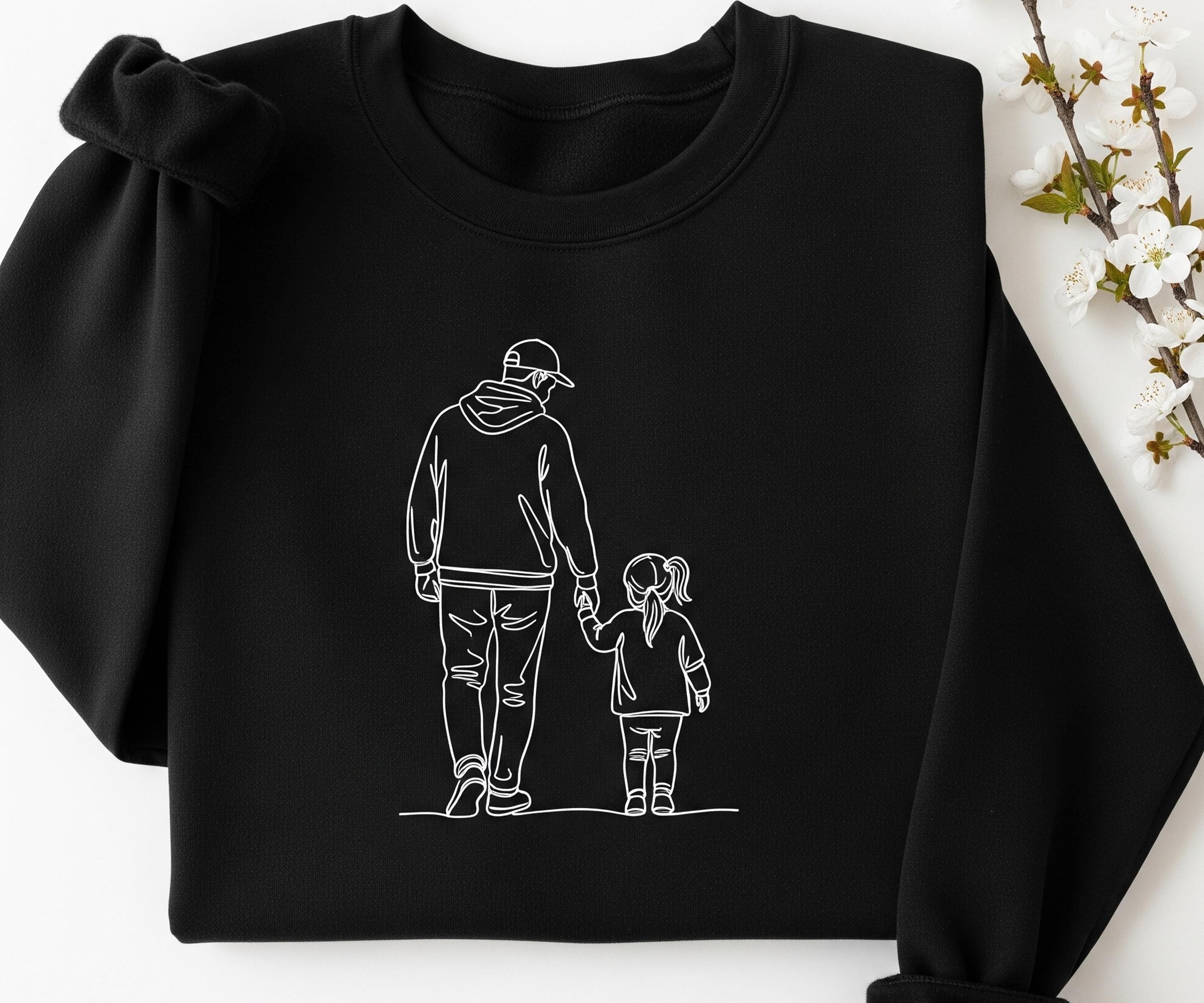 Embroidered Dad with Kid Outline Shirt | New Dad Gift Est. 2025 ...