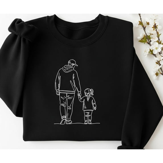 Embroidered Dad with Kid Outline Shirt | New Dad Gift Est. 2025 ...