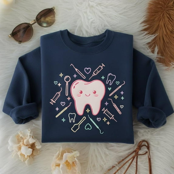 Embroidered Dental Icons Sweatshirt, Dental Hygienist Icon Shirt ...