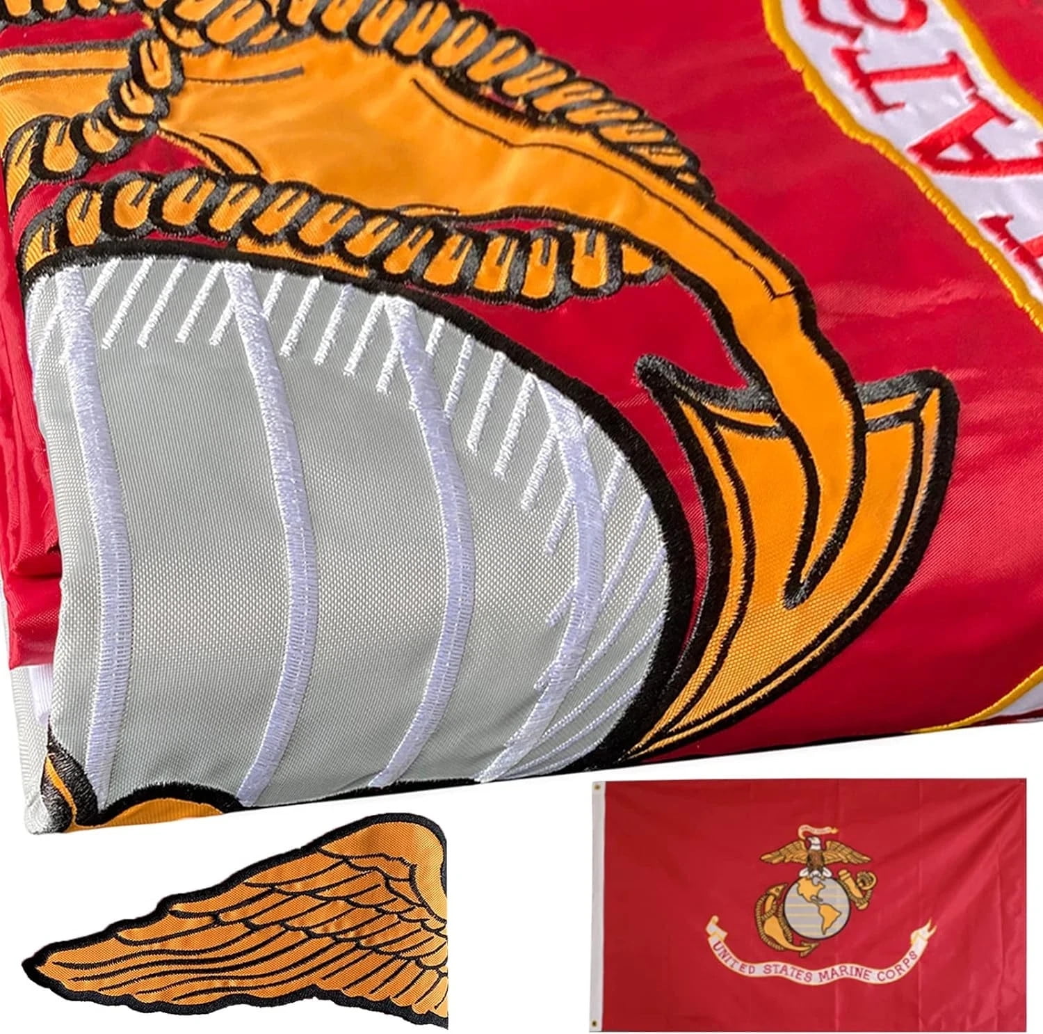 Embroidered Double Sided Marine Corps Flag 3X5Ft Outdoor- 3Ply Heavy ...